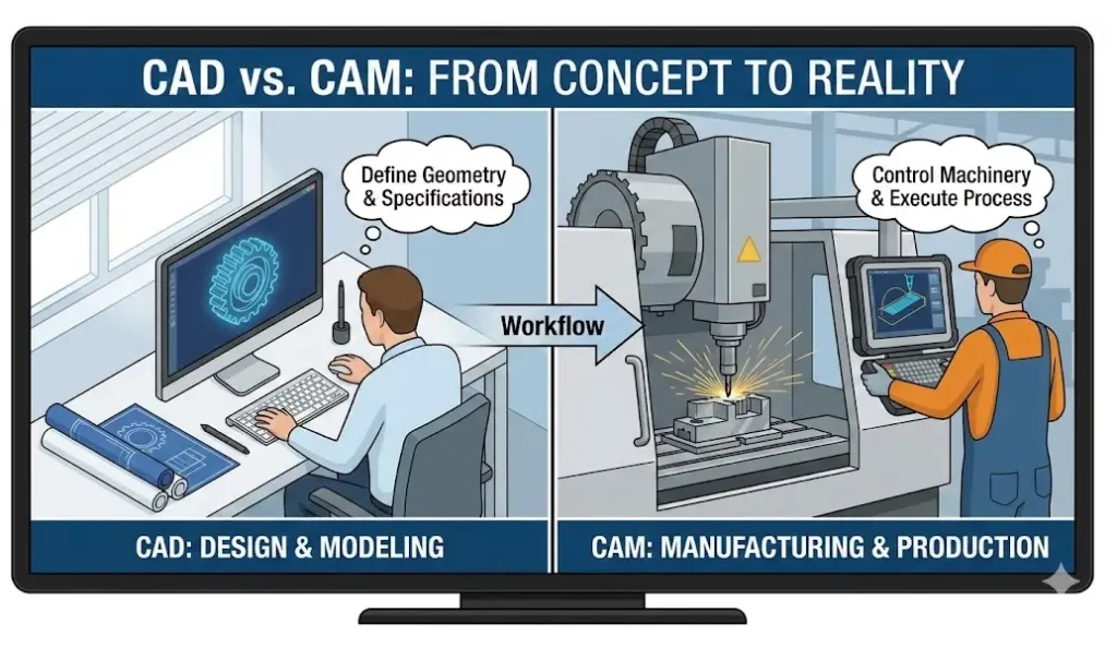 Sundi - CAD vs CAM: Understanding the Core of Digital Manufacturing