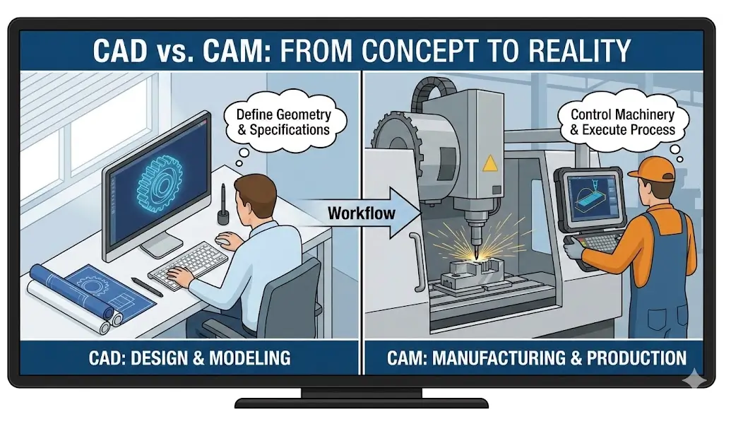 Sundi - CAD vs CAM: Understanding the Core of Digital Manufacturing